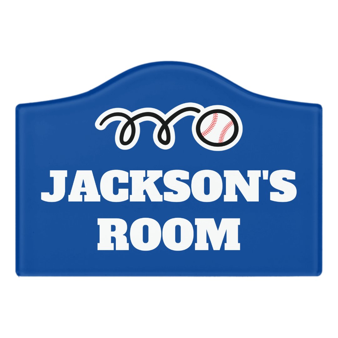 Custom baseball door sign for kid's bedroom | Zazzle