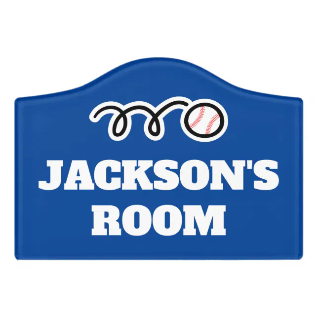 Custom baseball door sign for kid's bedroom | Zazzle