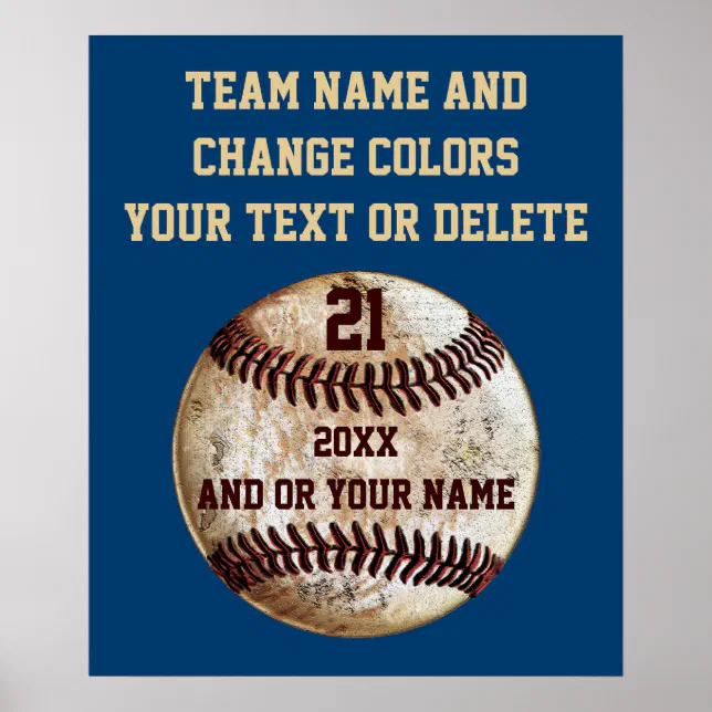 Custom Baseball Posters with Your TEXT and COLORS | Zazzle