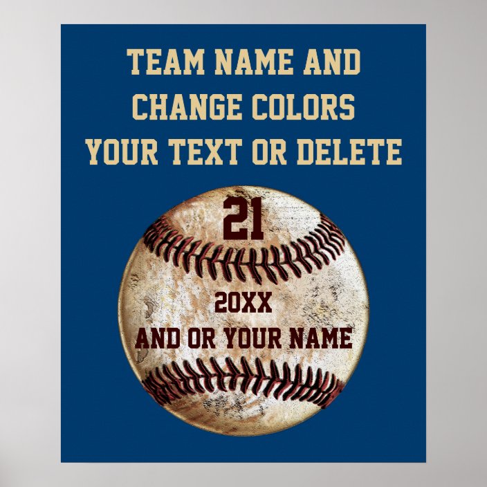 Custom Baseball Posters with Your TEXT and COLORS | Zazzle.com