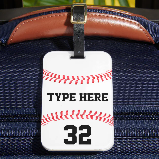 Custom Baseball Team Name Player Number Sports Bag Luggage Tag | Zazzle