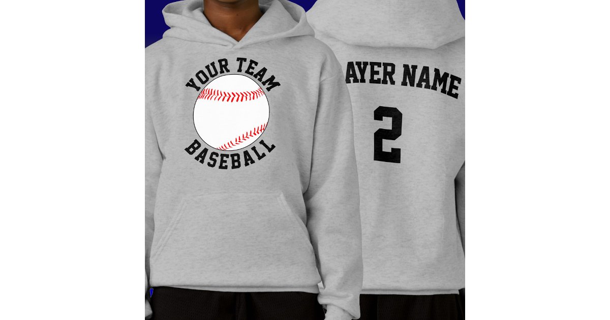 Custom Baseball Team, Player Name & Number Sports Hoodie | Zazzle