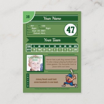 Custom Baseball Trading Card | Zazzle