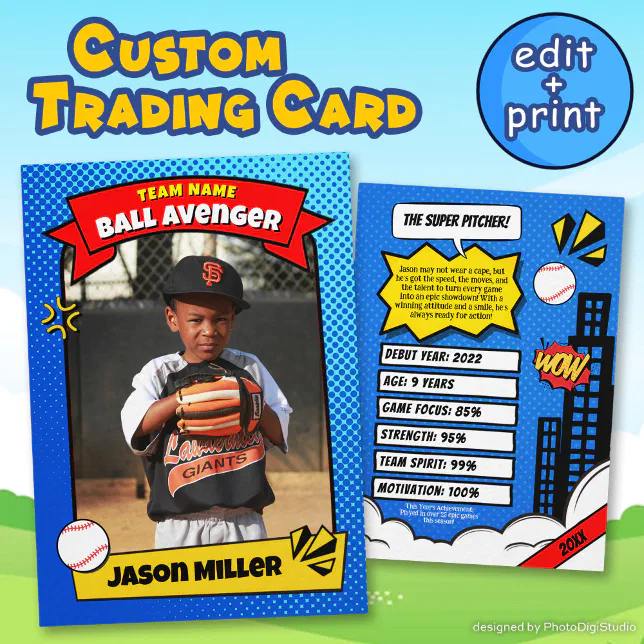 Custom Baseball Trading Card, Comic Baseball Card | Zazzle