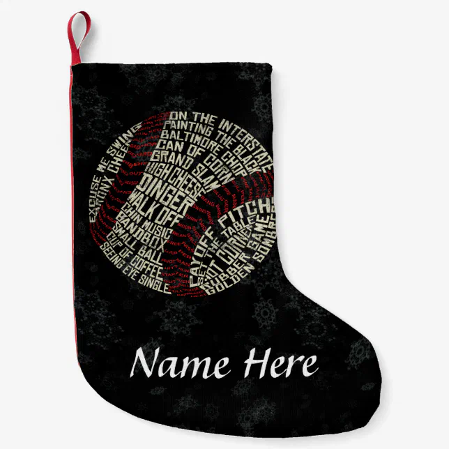 Custom Baseball Typography Christmas Stocking | Zazzle
