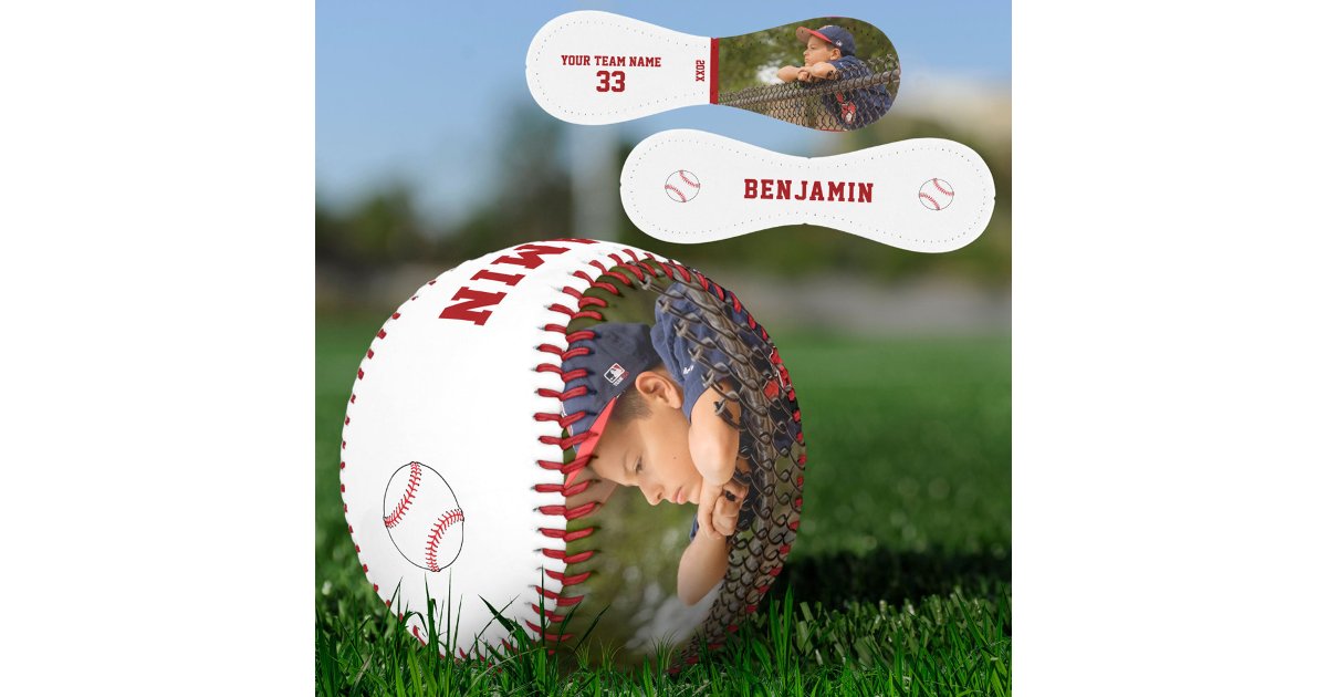 Custom Baseball with Name Number Photo Kids | Zazzle