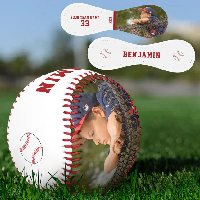Custom Baseball with Name Number Photo Kids | Zazzle