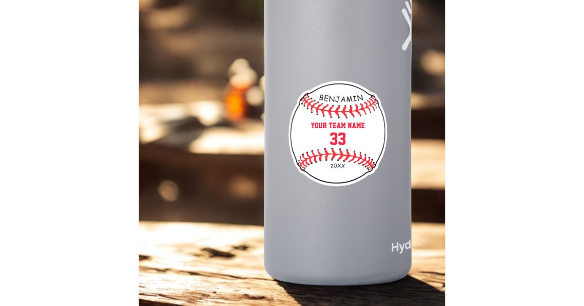 Custom Baseball with Name Team Number Kids Sticker | Zazzle