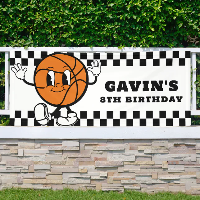 Custom Basketball Birthday Party Vinyl Outdoor Banner | Zazzle