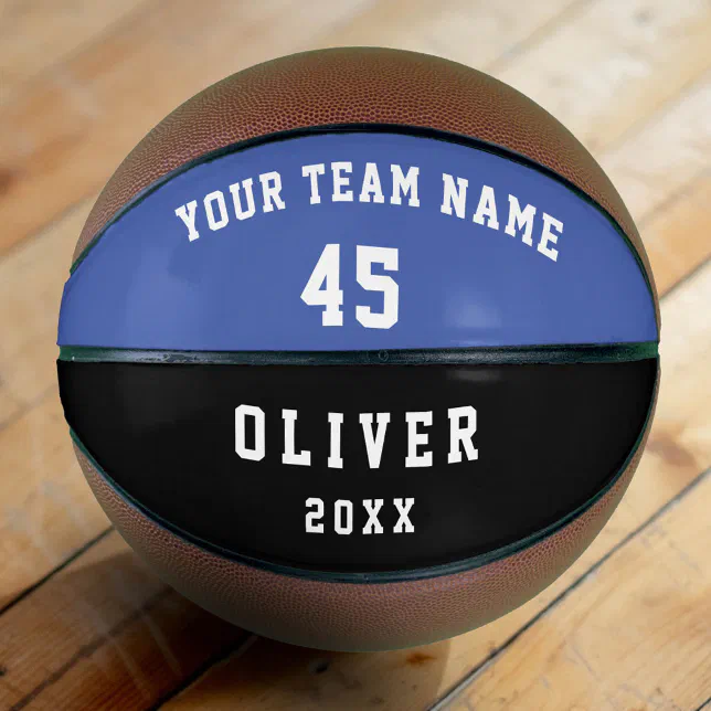 Custom Basketball Blue Player Team Name Number | Zazzle