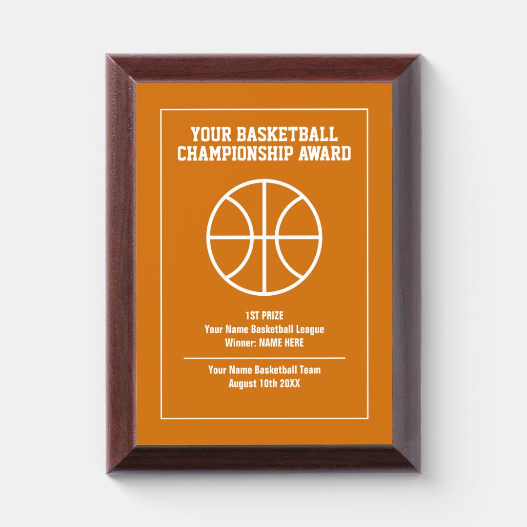 Custom basketball championship sports trophy award plaque | Zazzle