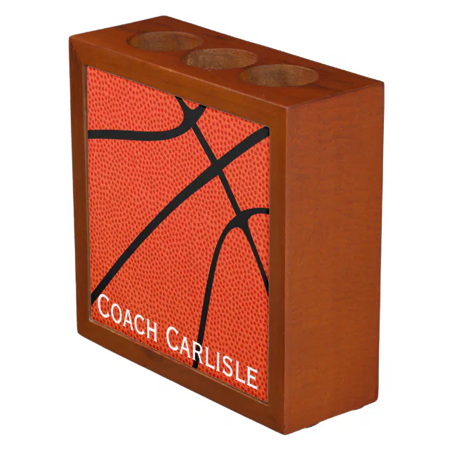 Custom Basketball Coach Name or Team Name Office Desk Organizer | Zazzle