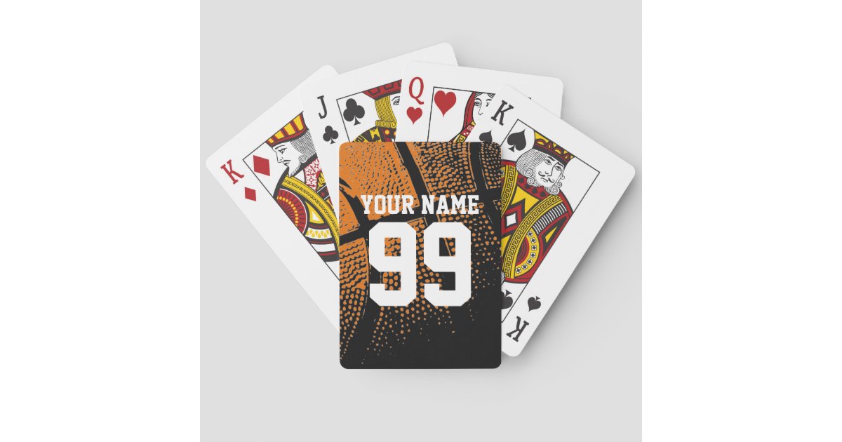 Custom basketball jersey number playing cards | Zazzle