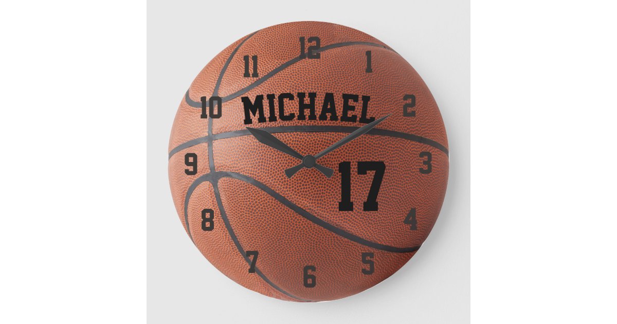 Custom Basketball Name Number Personalizable Large Clock | Zazzle