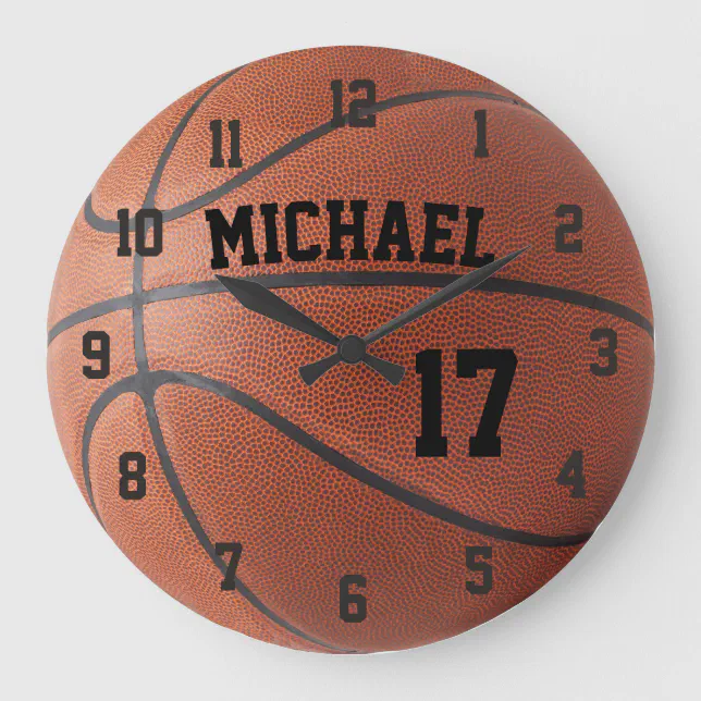 Custom Basketball Name Number Personalizable Large Clock | Zazzle