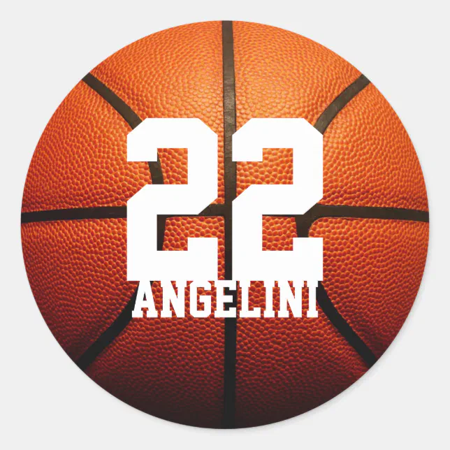 Custom Basketball Numbers Classic Round Sticker | Zazzle
