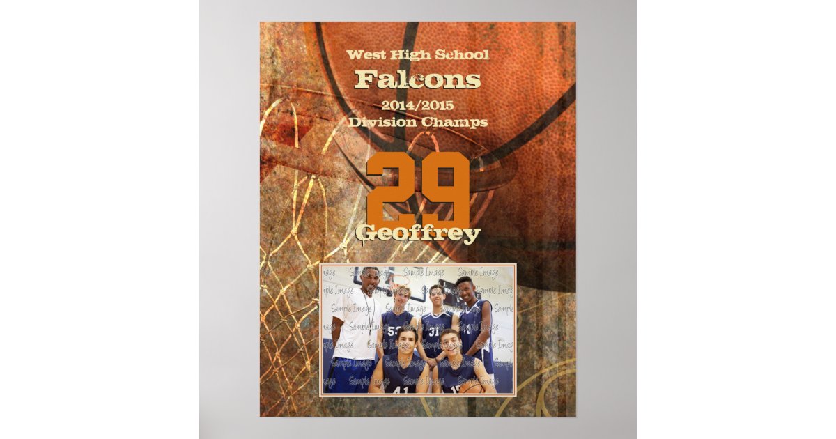Custom basketball poster with team photo | Zazzle