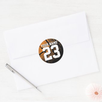 Custom basketball sports jersey number and name classic round sticker ...