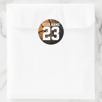 Custom basketball sports jersey number and name classic round sticker ...