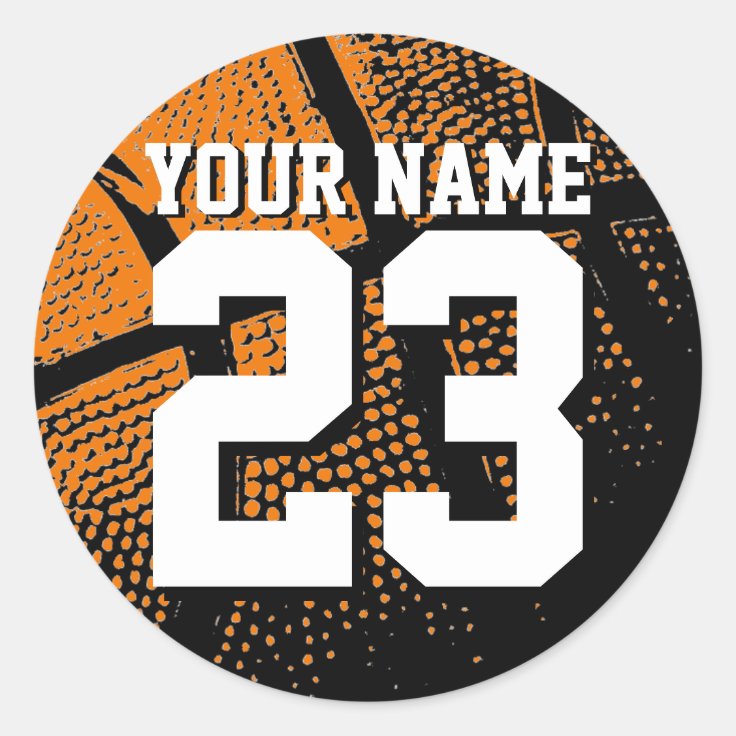Custom basketball sports jersey number and name classic round sticker ...
