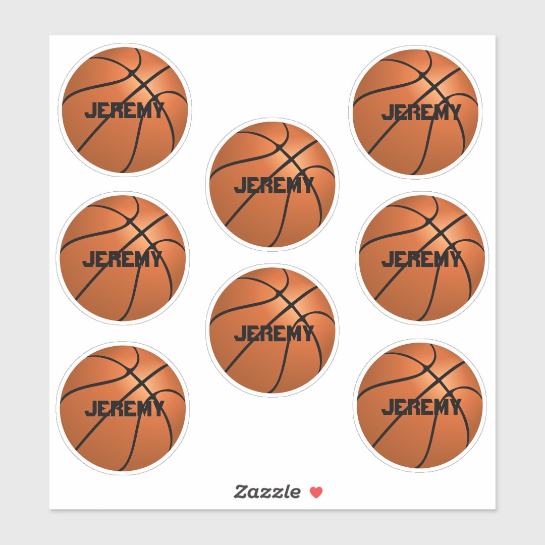 custom basketball stickers add your name | Zazzle