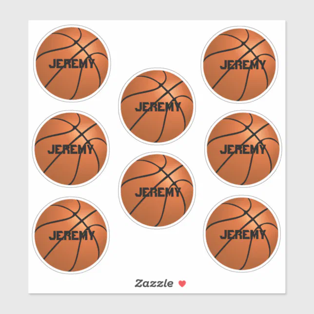 custom basketball stickers add your name | Zazzle