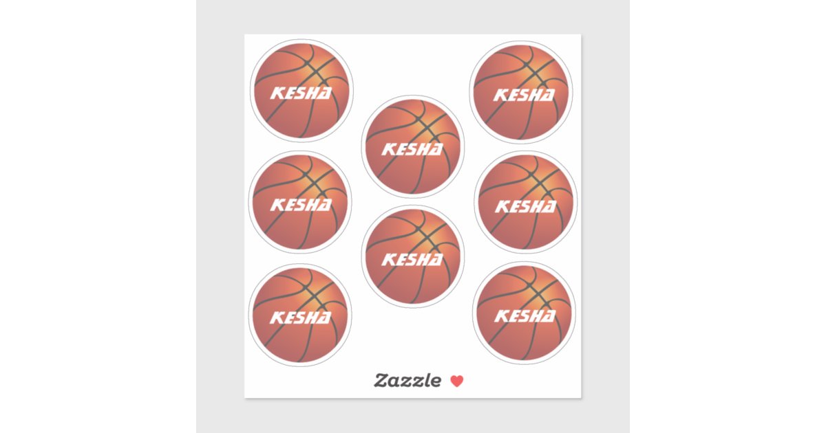 custom basketball stickers add your name or team | Zazzle