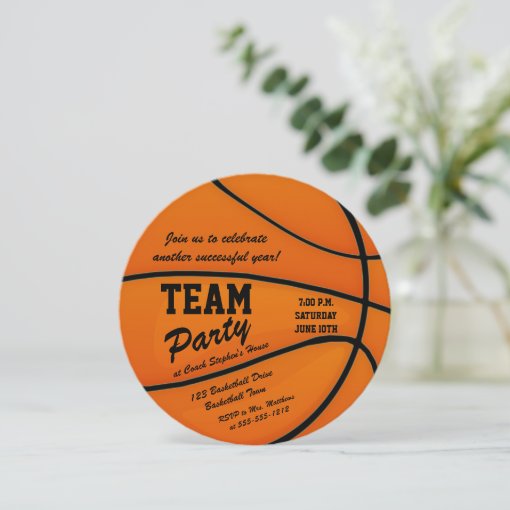 Custom Basketball Team Party Invitation | Zazzle