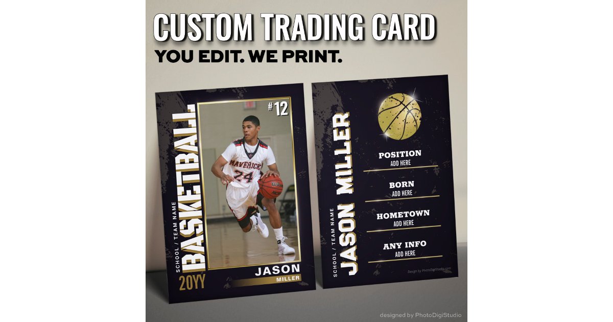Custom Basketball Trading Card, Baller Gold Player Calling Card | Zazzle