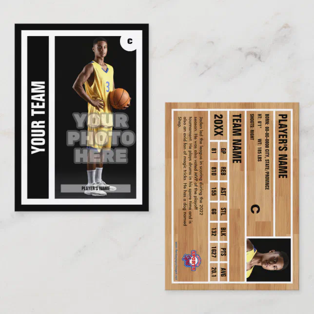 Custom Basketball Trading Card - Black | Zazzle