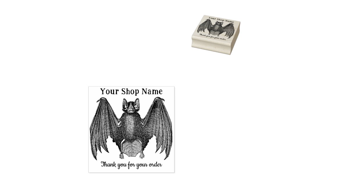 Custom Bat Small Business Thank You Rubber Stamp | Zazzle