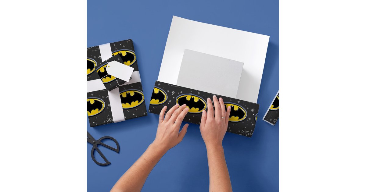 Custom Batman Logo Christmas Snowflake Wrapping Paper | Zazzle