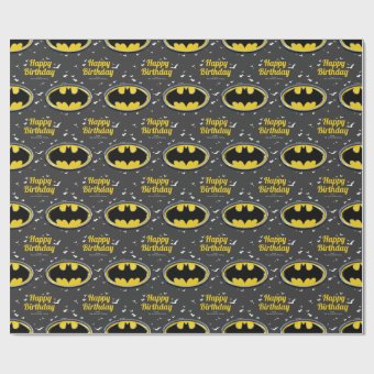 Custom Batman Logo Happy Birthday Wrapping Paper | Zazzle