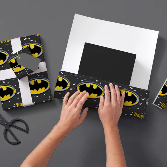 Custom Batman Logo Happy Birthday Wrapping Paper | Zazzle