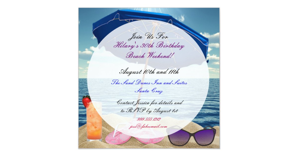 Custom Beach Birthday Weekend Invitations | Zazzle.com