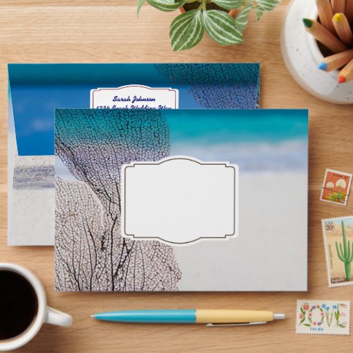 Custom Beach Destination Wedding Envelopes | Zazzle
