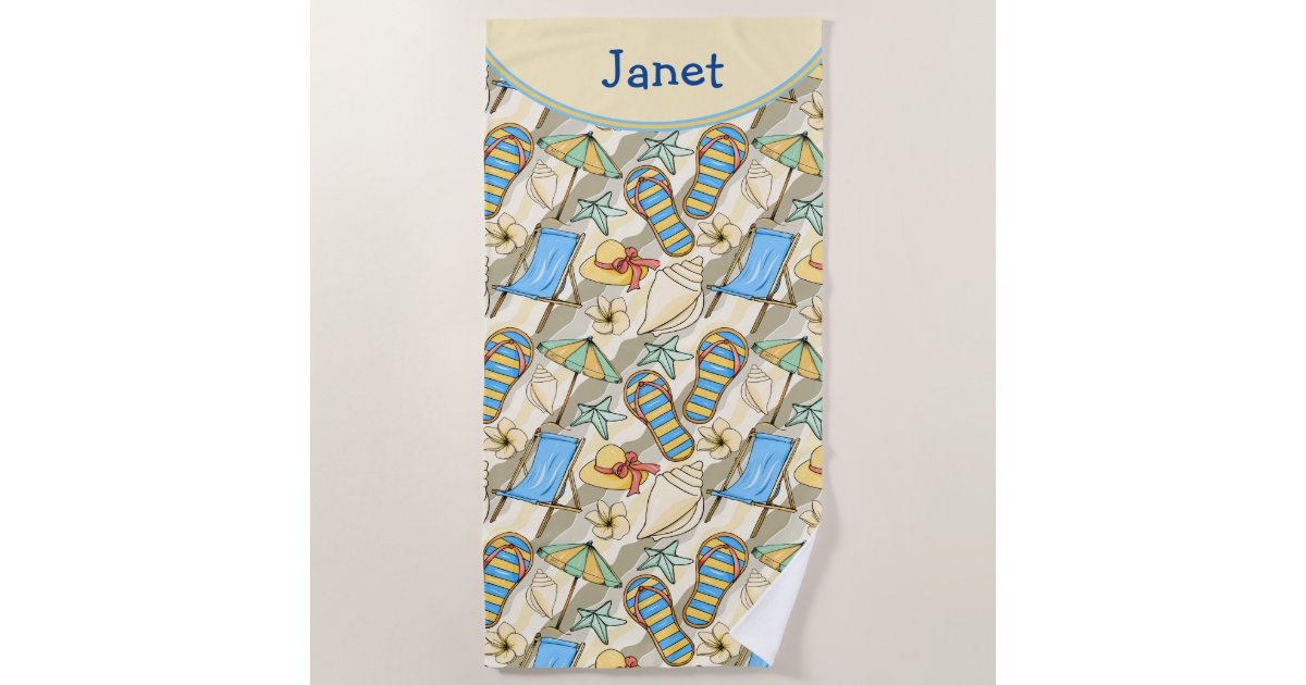 Custom Beach Flip Flop Beach Towel | Zazzle