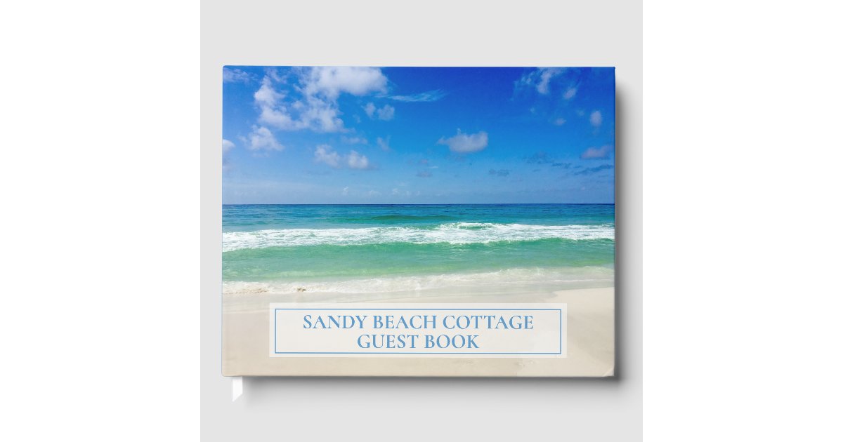 Custom Beach House Beautiful Ocean Photography Guest Book | Zazzle