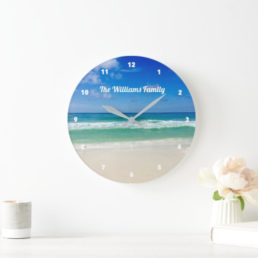 Custom Beach House Family Seaside Large Clock | Zazzle