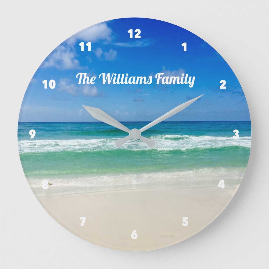 Custom Beach House Family Seaside Large Clock | Zazzle