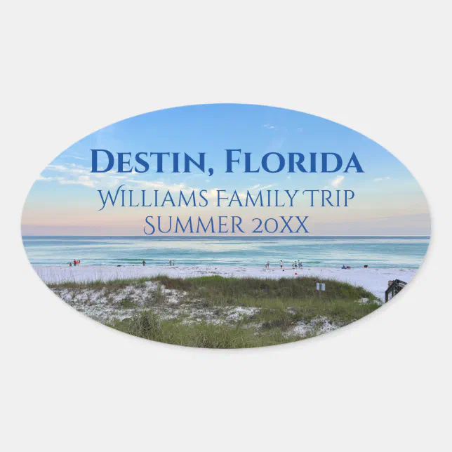 Custom Beach Trip Beautiful Ocean Photography Oval Sticker | Zazzle