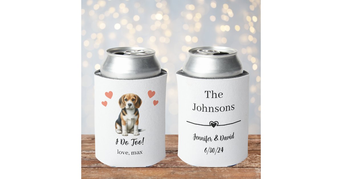 Custom Beagle Pet Wedding Can Cooler | Zazzle