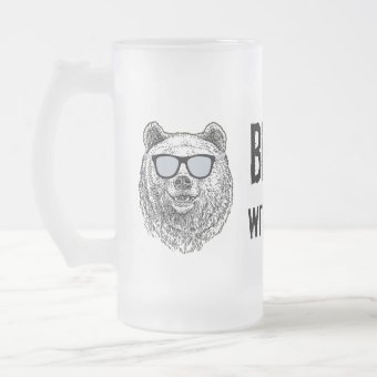 Custom BEAR WITH BEER Men Funny Gag Gift for Him Frosted Glass Beer Mug ...