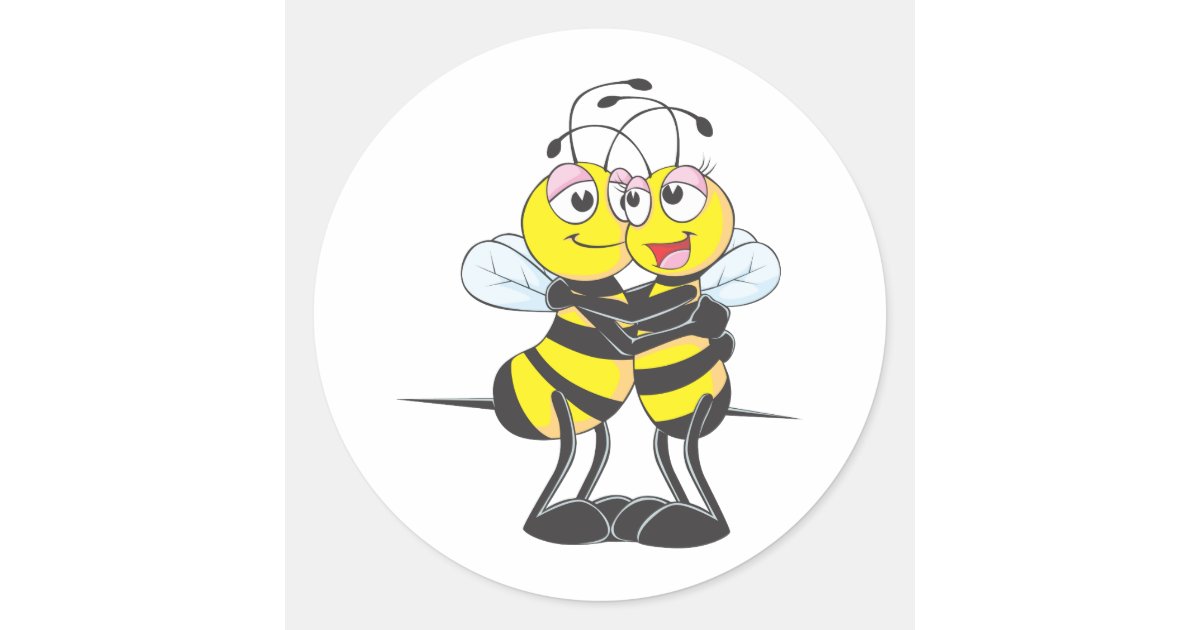 Custom Bee Lovers Hugging Each Other Classic Round Sticker | Zazzle