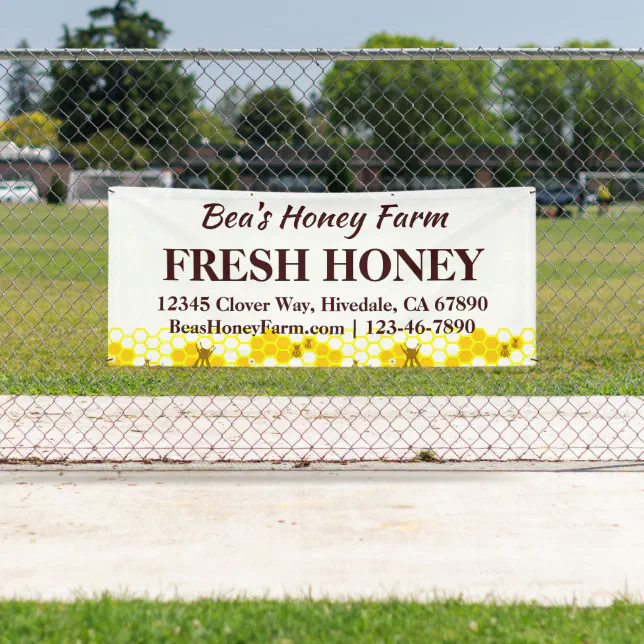 Custom Bees Honey Farm 6' Display Banner | Zazzle