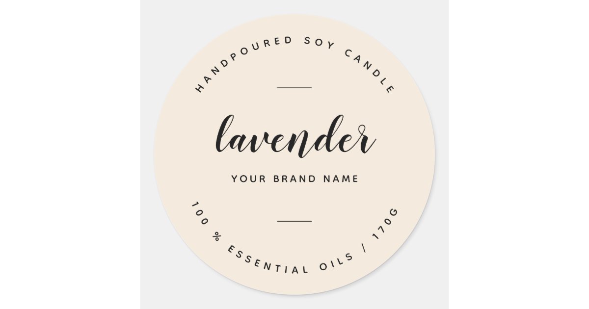 Custom beige packaging candle product label | Zazzle