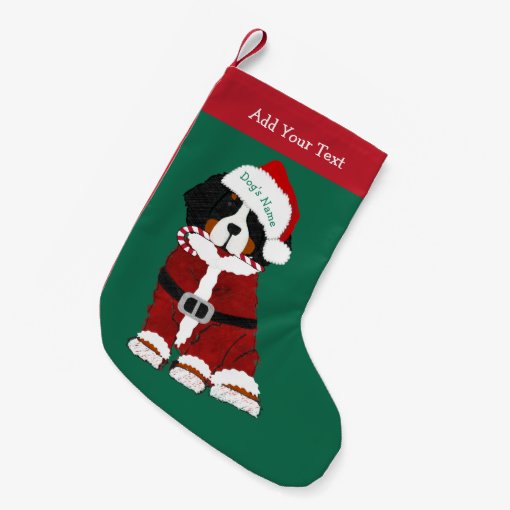 Custom Bernese Mountain Dog Santa Paws Small Christmas Stocking | Zazzle