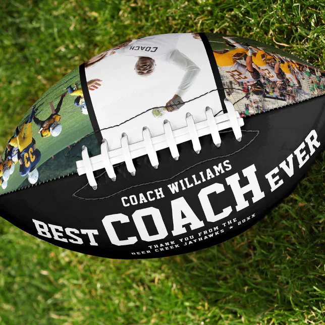 Custom BEST COACH EVER Cool Thank You 3 Photos Football | Zazzle