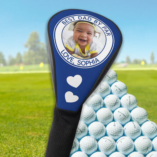 Custom Best Dad Ever By Par Blue Photo Golf Head Cover | Zazzle