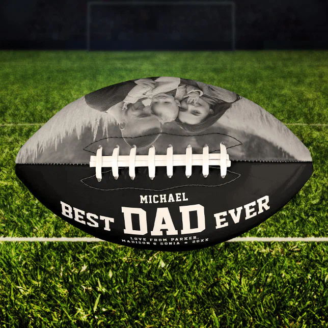 Custom BEST DAD EVER Cool Family Photo Sports Fan Football | Zazzle